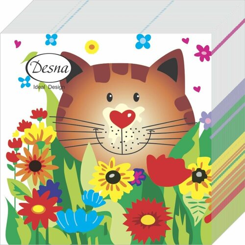 Бумажные салфетки Desna Design Чеширский кот, однослойные, 40 шт, 24х24см