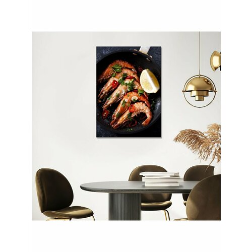 Картина на холсте с подрамником Аппетитные креветки 40х60
