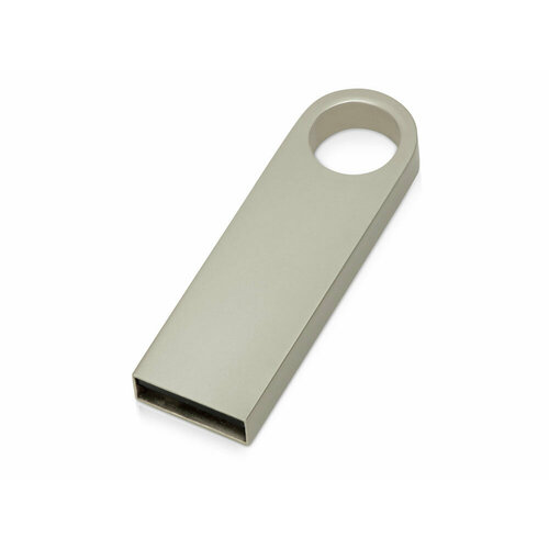 USB 2.0- флешка на 16 Гб с мини чипом, компактный дизайн с круглым отверстием, цвет серебристый