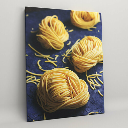 Картина на холсте (интерьерный постер) "Спагетти" для кухни, кафе и ресторанов, с деревянным подрамником, размер 45x60 см