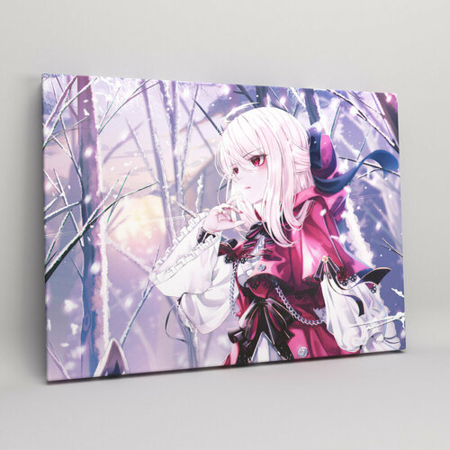 Картина на холсте (интерьерный постер) "Девушка в зимнем лесу" аниме, с деревянным подрамником, размер 60x45 см