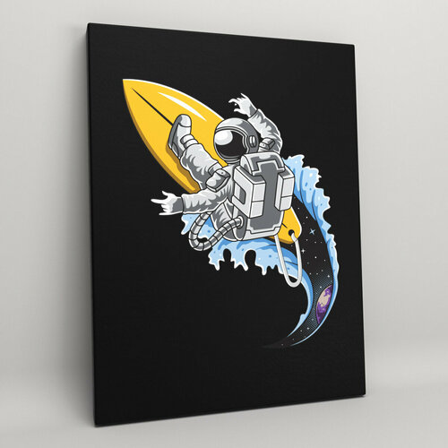 Картина на холсте (интерьерный постер) "Космический серфинг" космос, с деревянным подрамником, размер 45x60 см