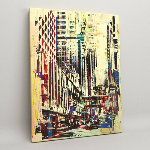 Картина на холсте (интерьерный постер) "Иллюстрация Нью Йорк гранж", с деревянным подрамником, размер 45x60 см