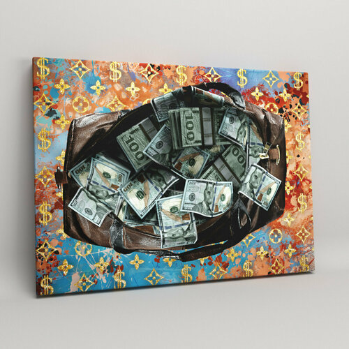 Картина на холсте (интерьерный постер) "Сумка бабла", с деревянным подрамником, размер 60x45см