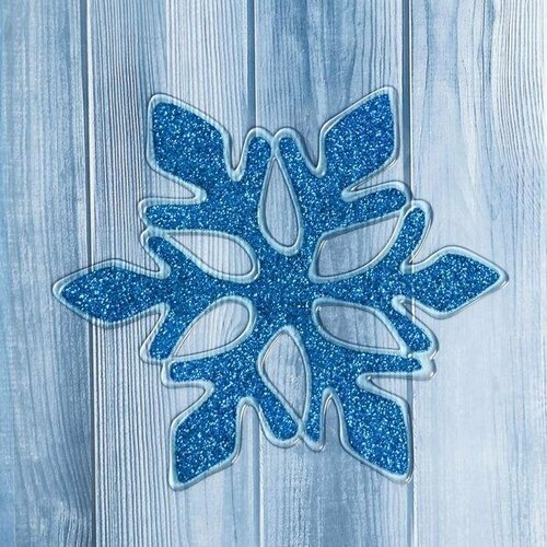 Наклейка на стекло "Синяя снежинка" блеск 10х12 см, синий (комплект из 25 шт)