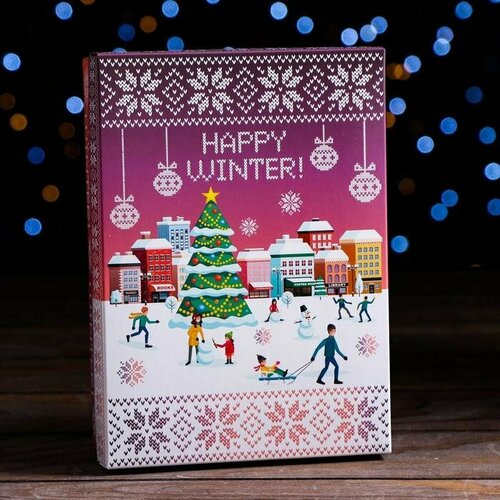 Подарочная коробка сборная "Счастливой зимы", 21 х 15 х 5,7 см (комплект из 25 шт)