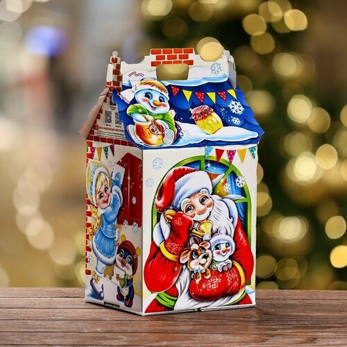 Подарочная коробка "Поздравление Деда Мороза" , Дом , 17,6 х 14,3 х 29 см (комплект из 11 шт)