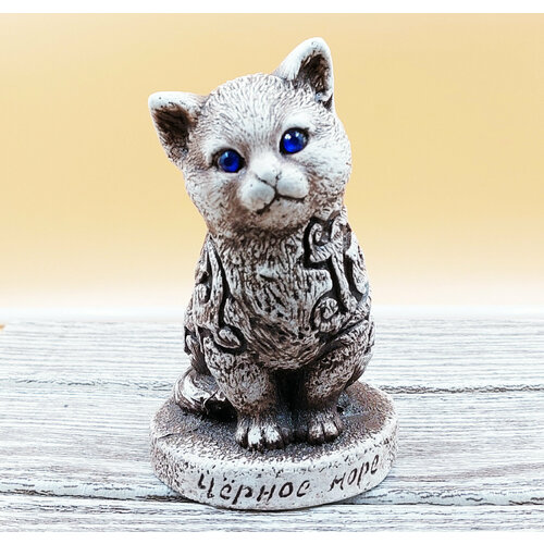 Статуэтка интерьерная "Черноморский кот" с узором, коричневый, 8х8х12,5