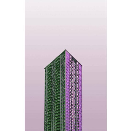 Картина на холсте 60x110 LinxOne "Здание, небоскреб, фиолетовый" интерьерная для дома / на стену / на кухню / с подрамником