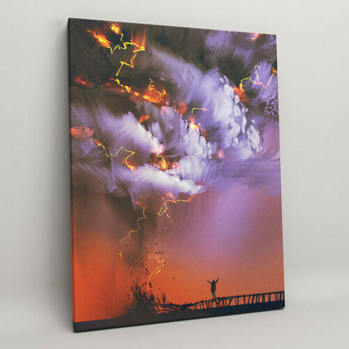 Картина на холсте (интерьерный постер) "Грозовые облака", с деревянным подрамником, размер 45x60 см