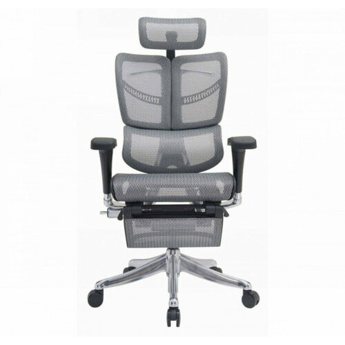 Кресло для руководителя Expert Fly серая сетка с подножкой RFYM01-G-GY