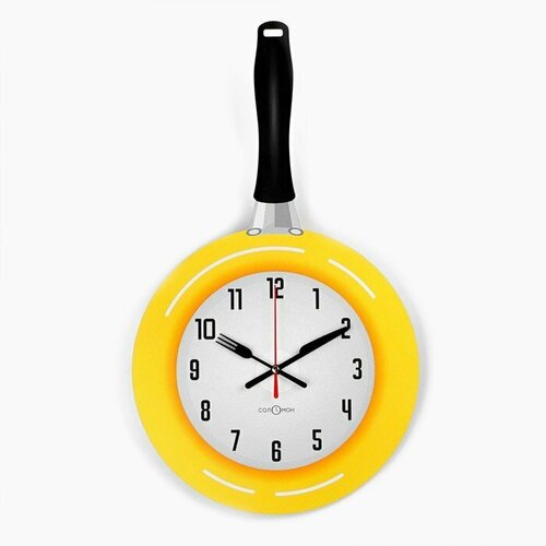 Часы настенные кухонные "Сковорода", дискретный ход, 42.5 х 25 см (комплект из 2 шт)