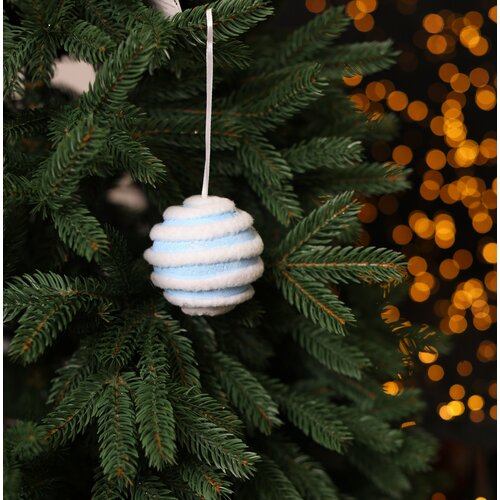 Новогодняя декорация (Пряничный шарик 7 см) цвет голубой