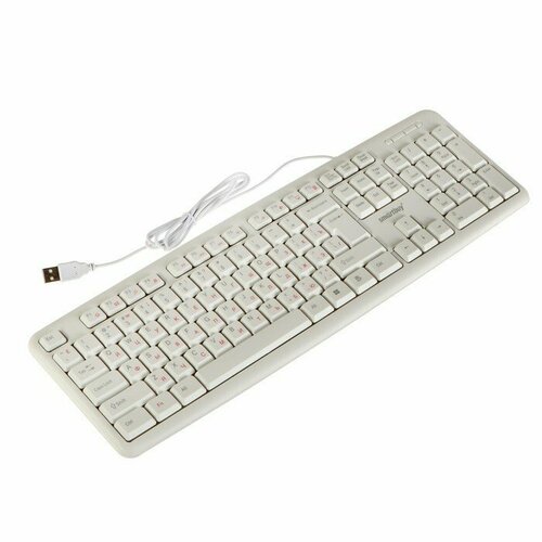 Клавиатура Smartbuy ONE 210, проводная, мембранная, 104 клавиши, USB, белая (комплект из 2 шт)