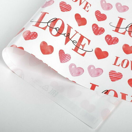 Бумага упаковочная глянцевая "LOVE", 70 x 100 см, 10 шт.