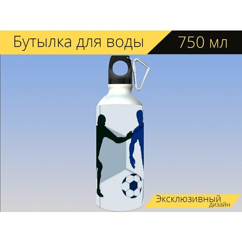 Бутылка фляга для воды "Стиль, спорт, поза" 750 мл. с карабином и принтом