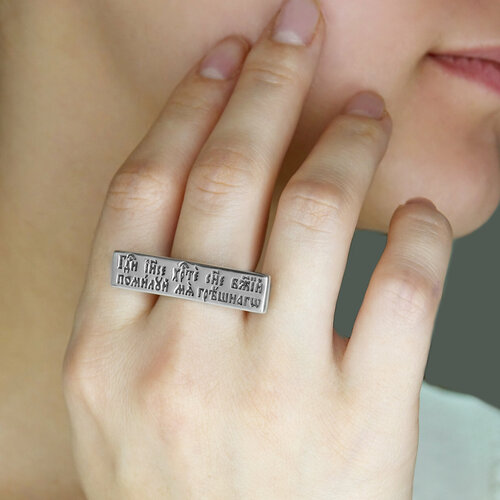 Печатка VitaCredo, серебро, 925 проба, чернение, размер 16, серебряный