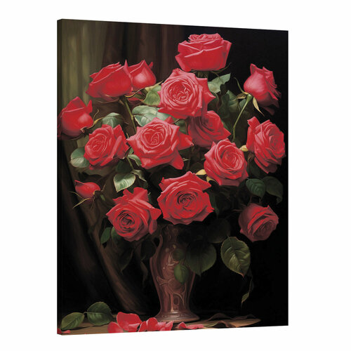 Интерьерная картина 50х70 "Розы в нежных объятиях"