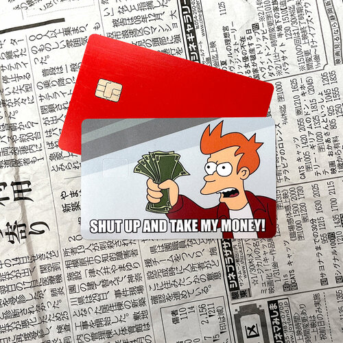 Наклейка на банковскую карту Take my money Futurama