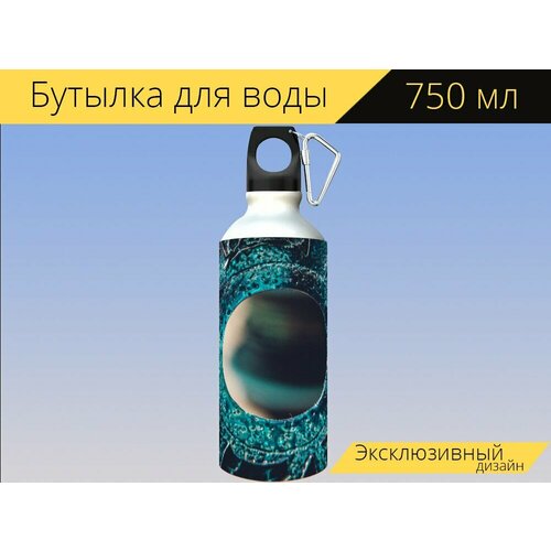 Бутылка фляга для воды "Переработка, напольная лампа, свет" 750 мл. с карабином и принтом