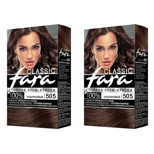 Fara Стойкая крем-краска для волос 505 каштановый, 115 мл, 2 шт