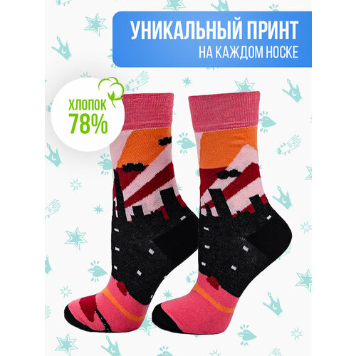 Носки Big Bang Socks, размер 40-44, черный, розовый