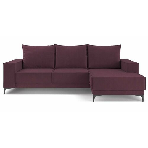Угловой диван-кровать PUSHE Мэйсон, правый угол, велюр, бордовый Priority 385