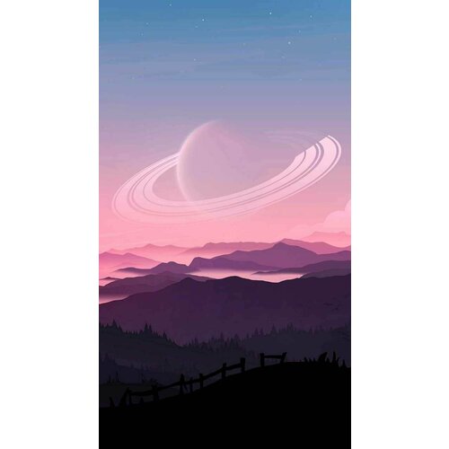 Картина на холсте 60x110 LinxOne "Планета, горы, даль, арт, вертикальный" интерьерная для дома / на стену / на кухню / с подрамником