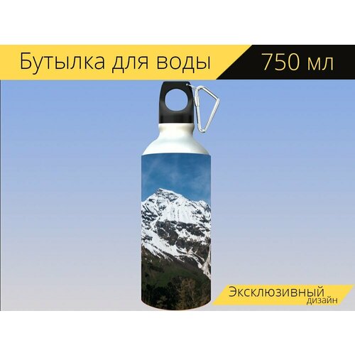 Бутылка фляга для воды "Каринтия, австрия, альпы" 750 мл. с карабином и принтом