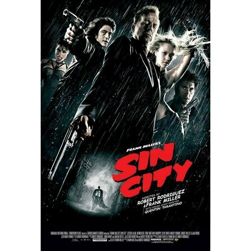 Плакат, постер на холсте Город грехов (Sin City), Фрэнк Миллер, Роберт Родригес, Квентин Тарантино. Размер 60 х 84 см