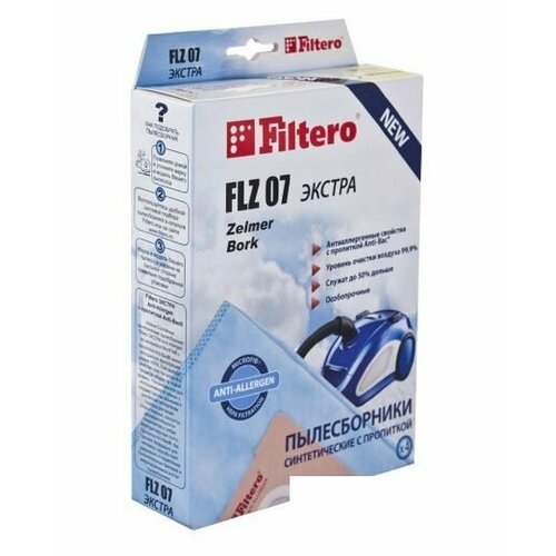 Пылесборники Filtero FLZ 07 Экстра, пятислойные, 4шт, для пылесосов Zelmer, Bork (FLZ 07 Экстра)