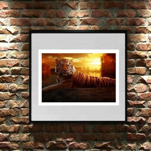 Постер "Статный тигр и оранжевый закат" Cool Eshe из коллекции "Природа", плакат А4