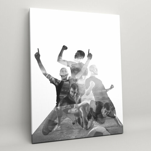 Картина на холсте (интерьерный постер) "Спортсмены - футболисты" спорт, с деревянным подрамником, размер 30х40 см