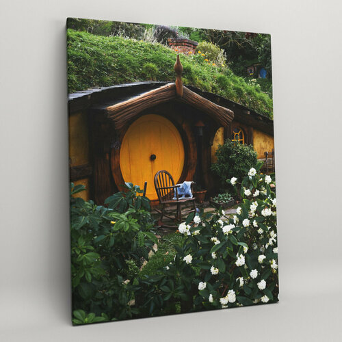 Картина на холсте (интерьерный постер) "Дом Сэма в Шире - Властелин Колец" фильмы и кино, с деревянным подрамником, размер 30х40 см