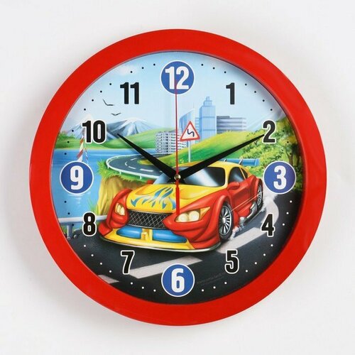 Часы настенные, детские, "Машинка", бесшумные, d-28 см (комплект из 2 шт)