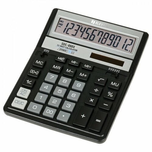 Калькулятор настольный Eleven SDC-888X-BK (12-разрядный) двойное питание, черный (SDC-888X-BK)