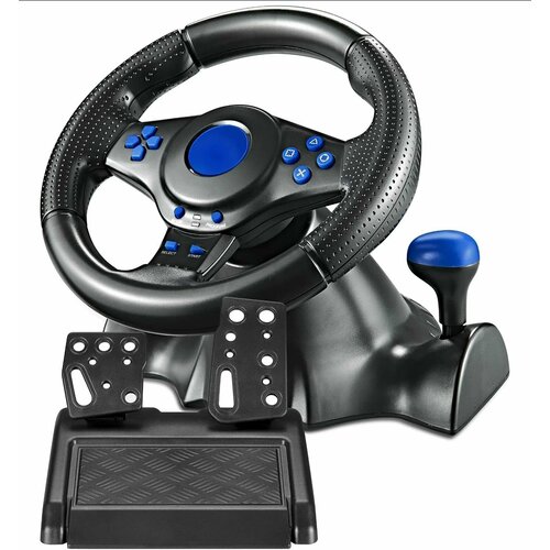 Игровой руль GT-V7 для компьютера, гоночный симулятор вождения с педалями и рулём, мультиплатформенный