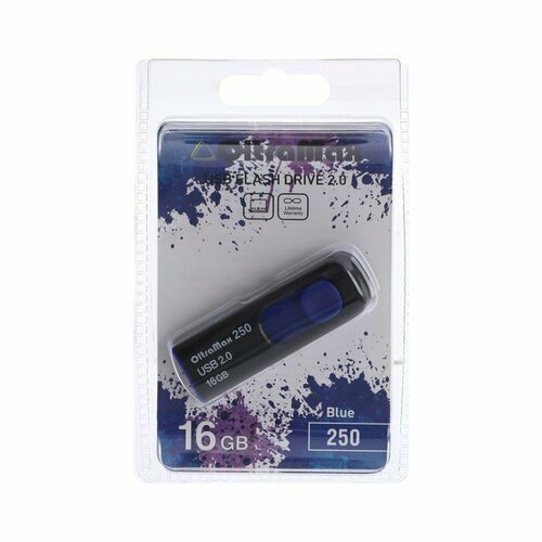 Флешка OltraMax 250, 16 Гб, USB2.0, чт до 15 Мб/с, зап до 8 Мб/с, синяя (комплект из 3 шт)