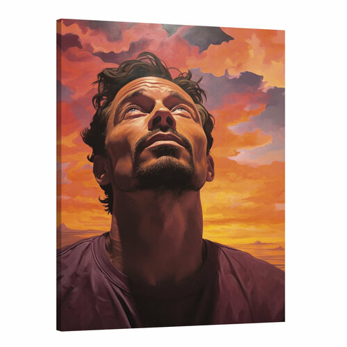 Интерьерная картина 50х70 "Мужчина на закате"