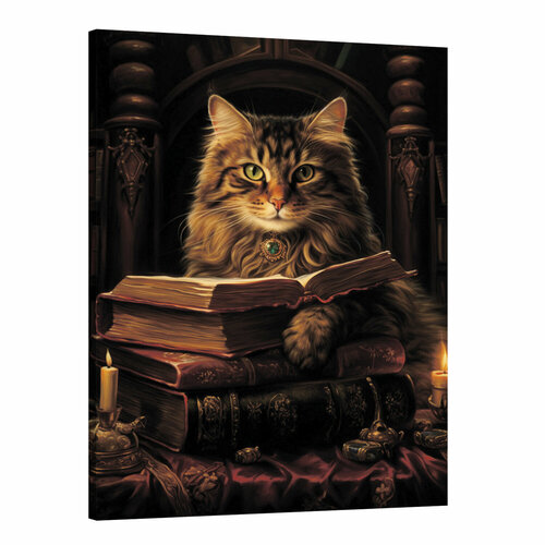 Интерьерная картина 50х70 "Кот и его загадка"