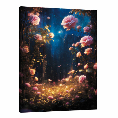 Интерьерная картина 50х70 "Розы в мире фантазий"