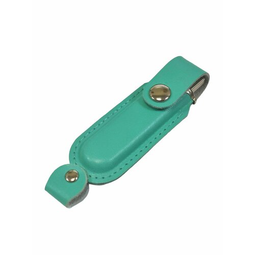 Подарочная флешка кожаная на кнопке зеленая, оригинальный сувенирный USB-накопитель 64GB