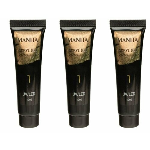 Manita Professional Гель акриловый для моделирования ногтей №01, прозрачный, 15 мл - 3 штуки