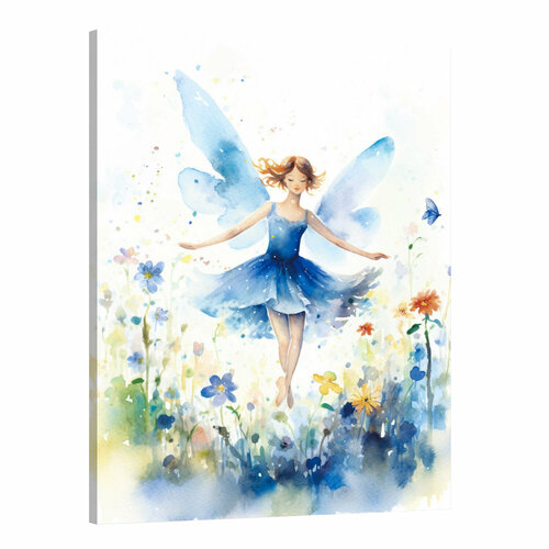Интерьерная картина 50х70 "Фея с голубыми крыльями"