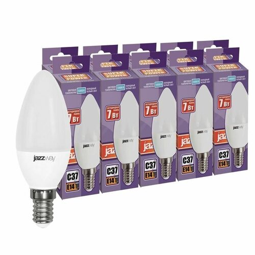 Упаковка светодиодных ламп 10 шт. jazzway PLED-SP 1027832-2, E14, C37, 7 Вт, 5000 К