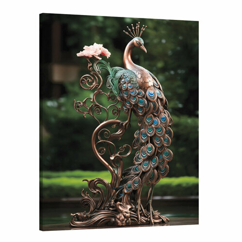 Интерьерная картина 50х70 "Королевский павлин фламинго"
