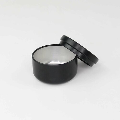 Алюминиевая круглая баночка с крышкой, цвет черный, 50 мл