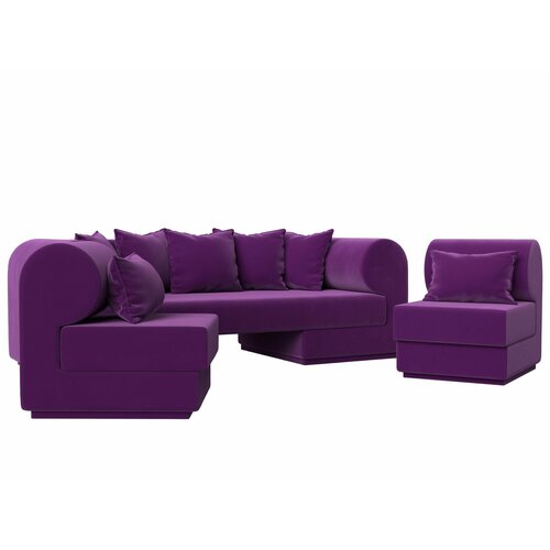 Набор Кипр-3 (диван, 2 кресла), Микровельвет фиолетовый