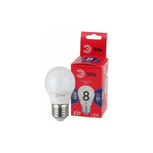 Светодиодная LED лампа ЭРА ECO шар P45 E27 8W(640lm) 6500K 6K 80х45 P45-8W-865-E27 6427 (упаковка 14 штук)