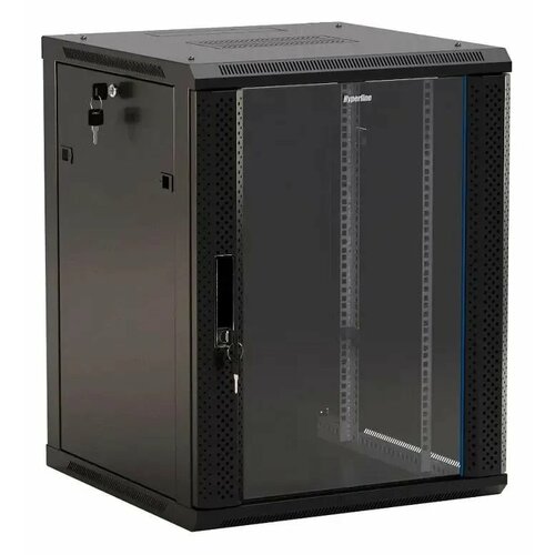 Коммутационный шкаф Hyperline TWB-1866-GP-RAL9004 настенный, стеклянная передняя дверь, 18U, 600x908x600мм